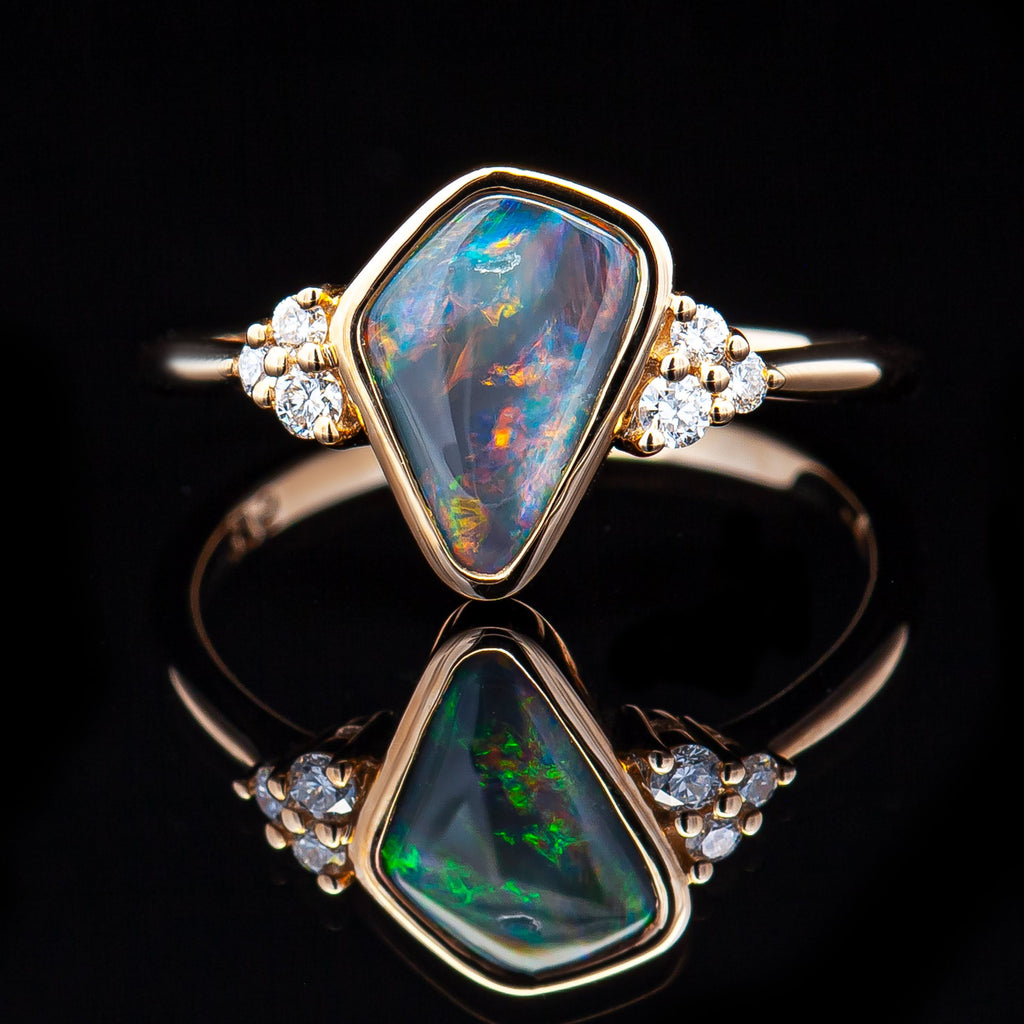 Miranda | Freeform Australian Semi-Black Opal Ring | World Treasure ...