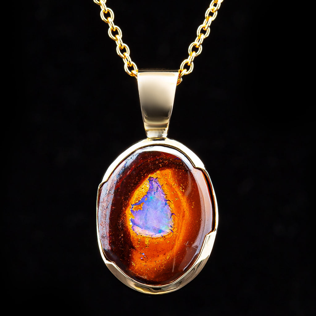Holly | Purple Australian Yowah Nut Boulder Opal Necklace | World ...